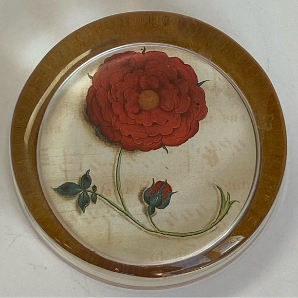 unbranded | Accents | Vintage Paperweight Floral Felt Back Red Flower ...